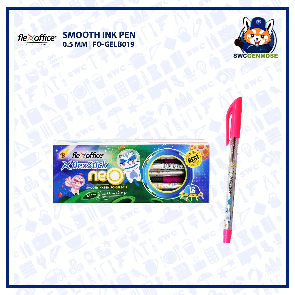 FlexOffice Smooth Ink Pen 0.5mm Tip | FlexStick Neo | FO-GELB019 | 12 ...