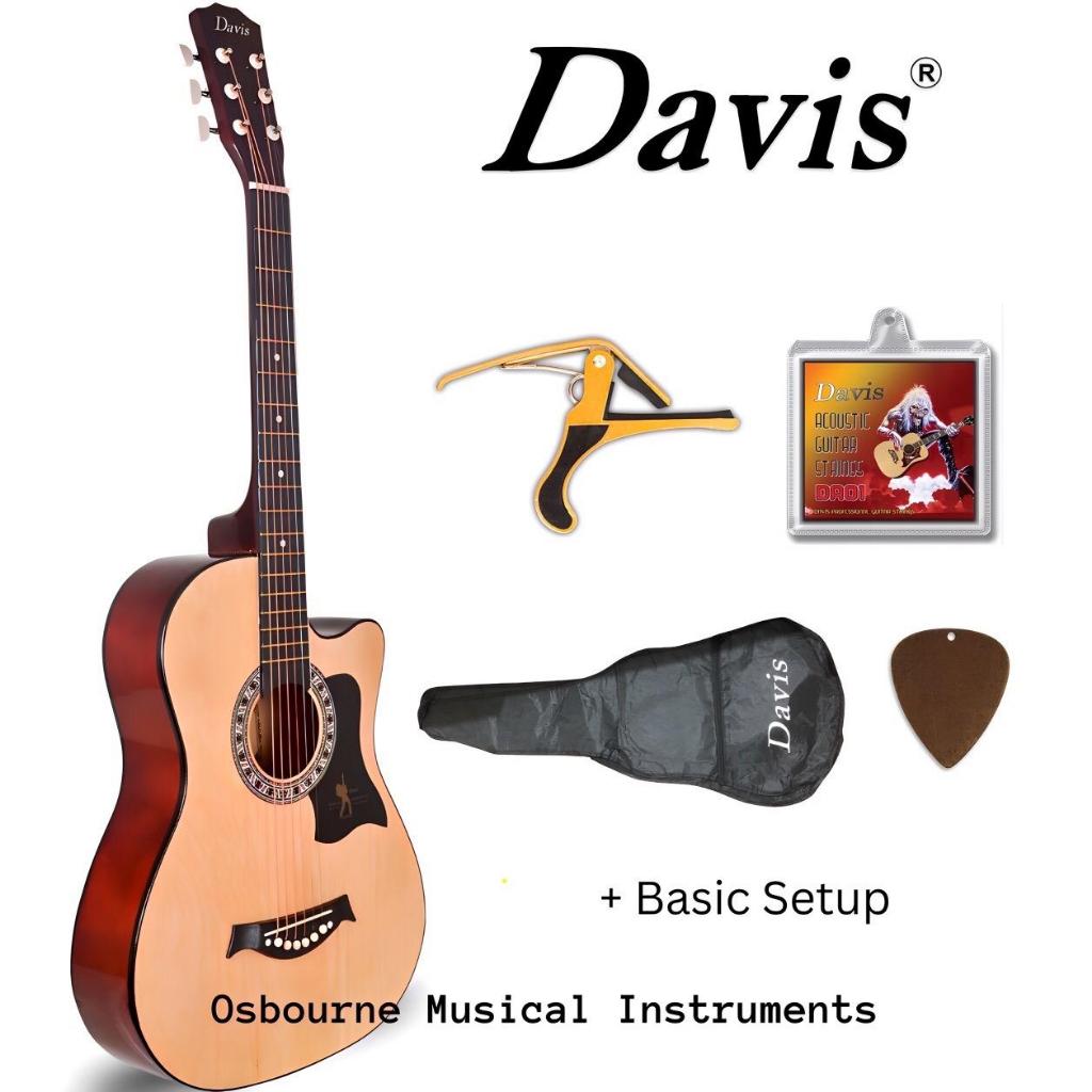 Davis 38-Inch Beginner Acoustic Guitar with Capo, Bag, Strings, and ...