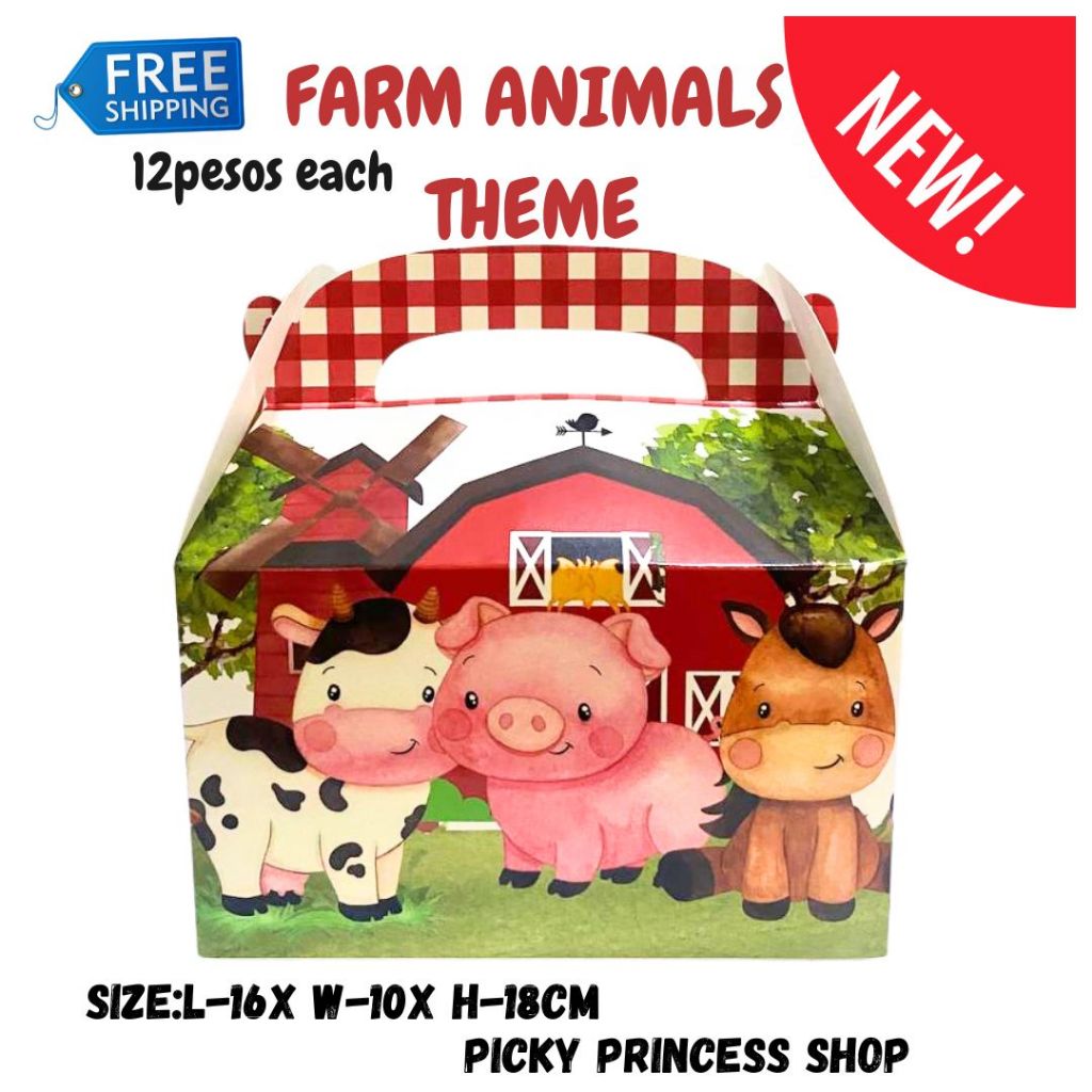 12pcs Farm Theme Lootbag Lootbox Animals Barn Yard Cow Birthday Party Animals BAbyShower LootBox ...