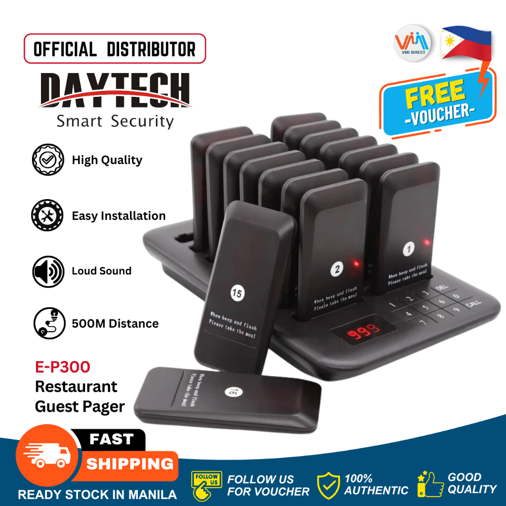 DAYTECH Coaster Buzzer Restaurant Guest Pager Calling System 500m Long Range Queue Beeper E-P300 ...