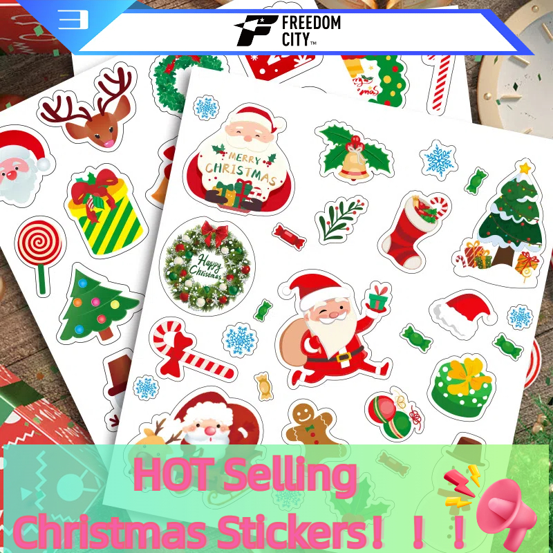 10 pieces/bag of Christmas stickers, cute cartoon Santa Claus, reindeer ...
