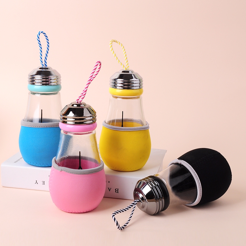 300ml Creative light bulb, glass cup, portable handheld cup ...