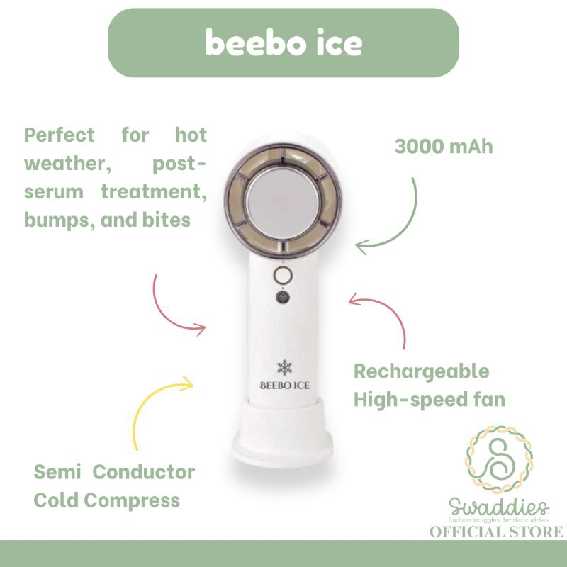 Beebo Ice Cold Compress Rechargeable Handheld Fan with Lanyard | Shopee ...