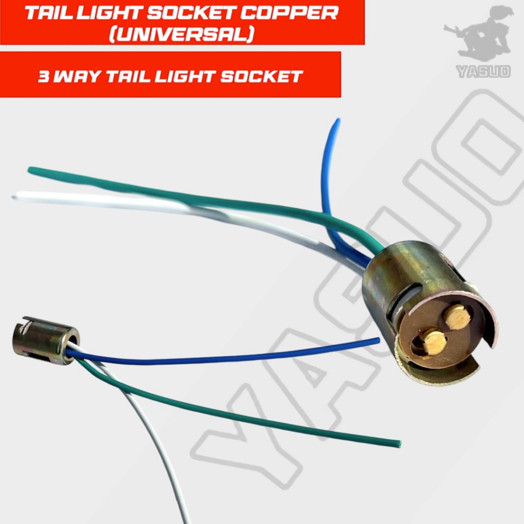 YASUO Motorcycle 3 Way Tail Light Socket Stop Light Socket Universal ...