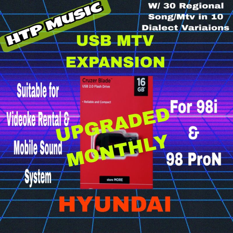 16gb USB HDT MTV Expansion For 98i/ 98ProN W/ 30 Regional Songs ...