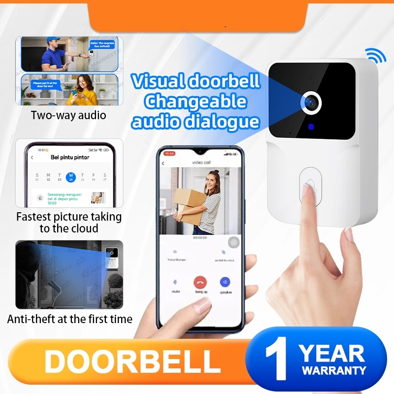 Wireless Doorbell With Camera Night Vision Wifi Security Smart DoorBell ...