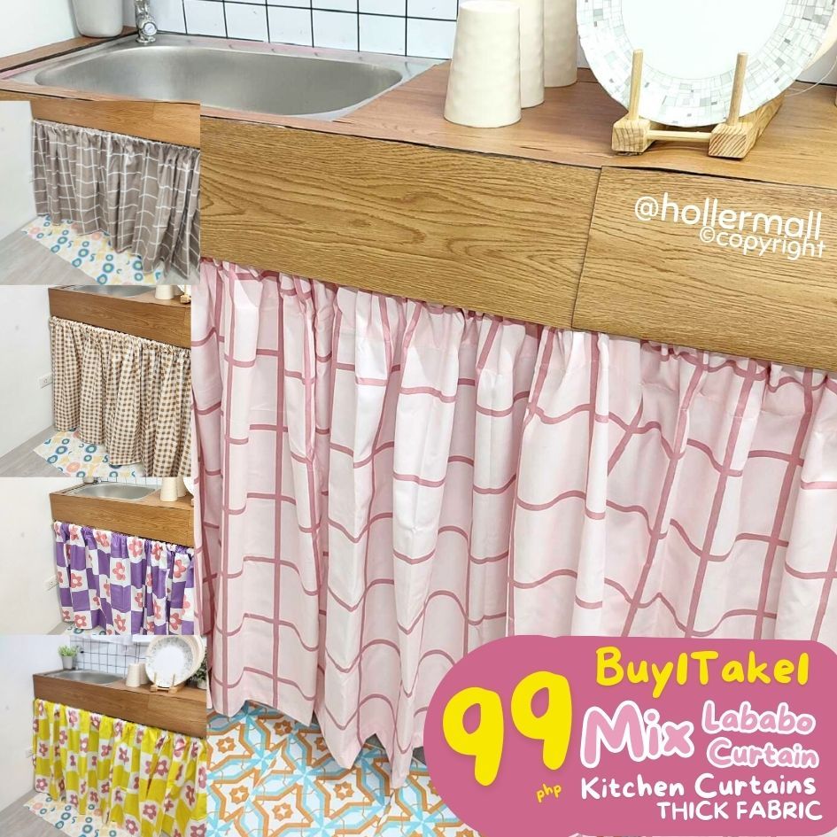 Lababo Curtain for Kitchen Sink – Buy 1 Take 1 | Washable | Non-Fade ...