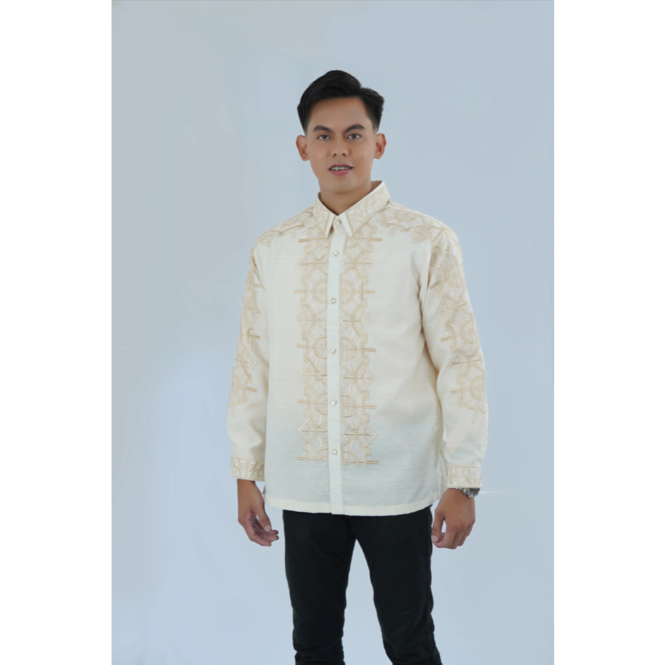 Barong Jude Piña Jusilyn, Dilaw na pattern ng pagbuburda, modernong ...