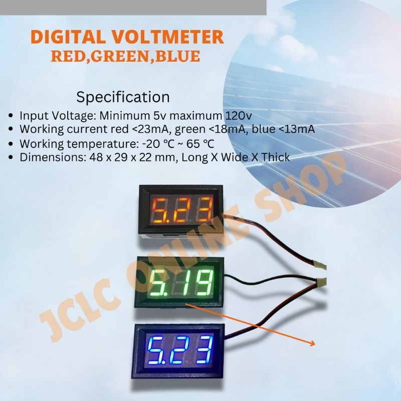 0.56 inch LED Digital Voltmeter DC 5-120V Digital Voltmeter Volt Meter ...