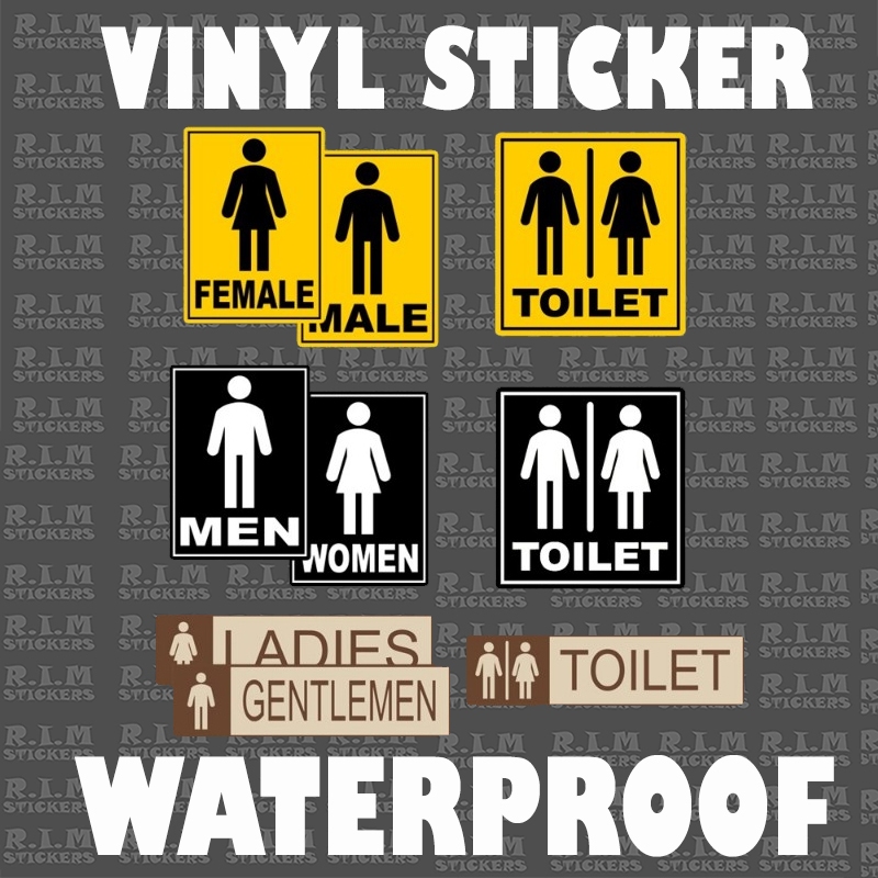 BATHROOM SIGNAGE Men Women Male Female Vinyl Waterproof Logo Waterproof ...