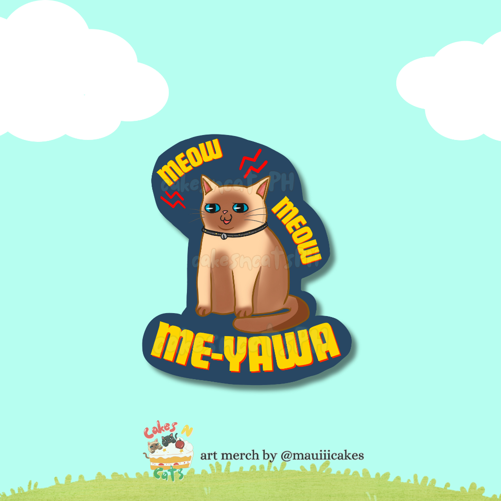 [Single Sticker] Meow Meow MeYawa Waterproof Vinyl Sticker | CakesNCats ...