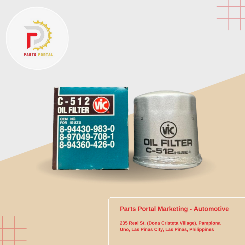 VIC Oil Filter C-512 for Isuzu Crosswind MT / Fuego / XUV / Hi-Lander ...