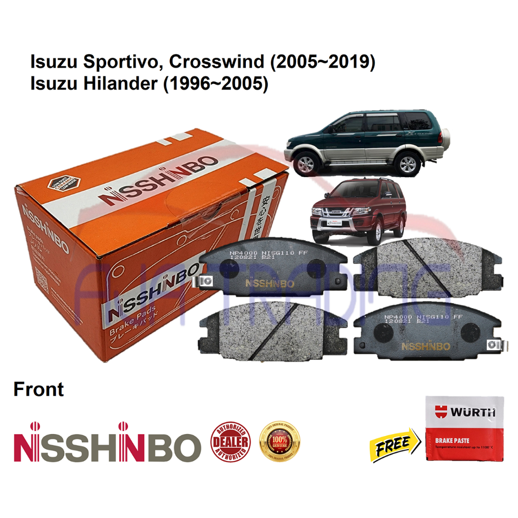 Genuine Nisshinbo Front Brake Pads for Isuzu Sportivo, Crosswind 2005 ...