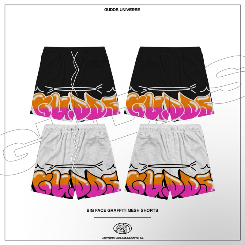 GUDDS BIG FACE GRAFFITI MESH SHORT | Shopee Philippines