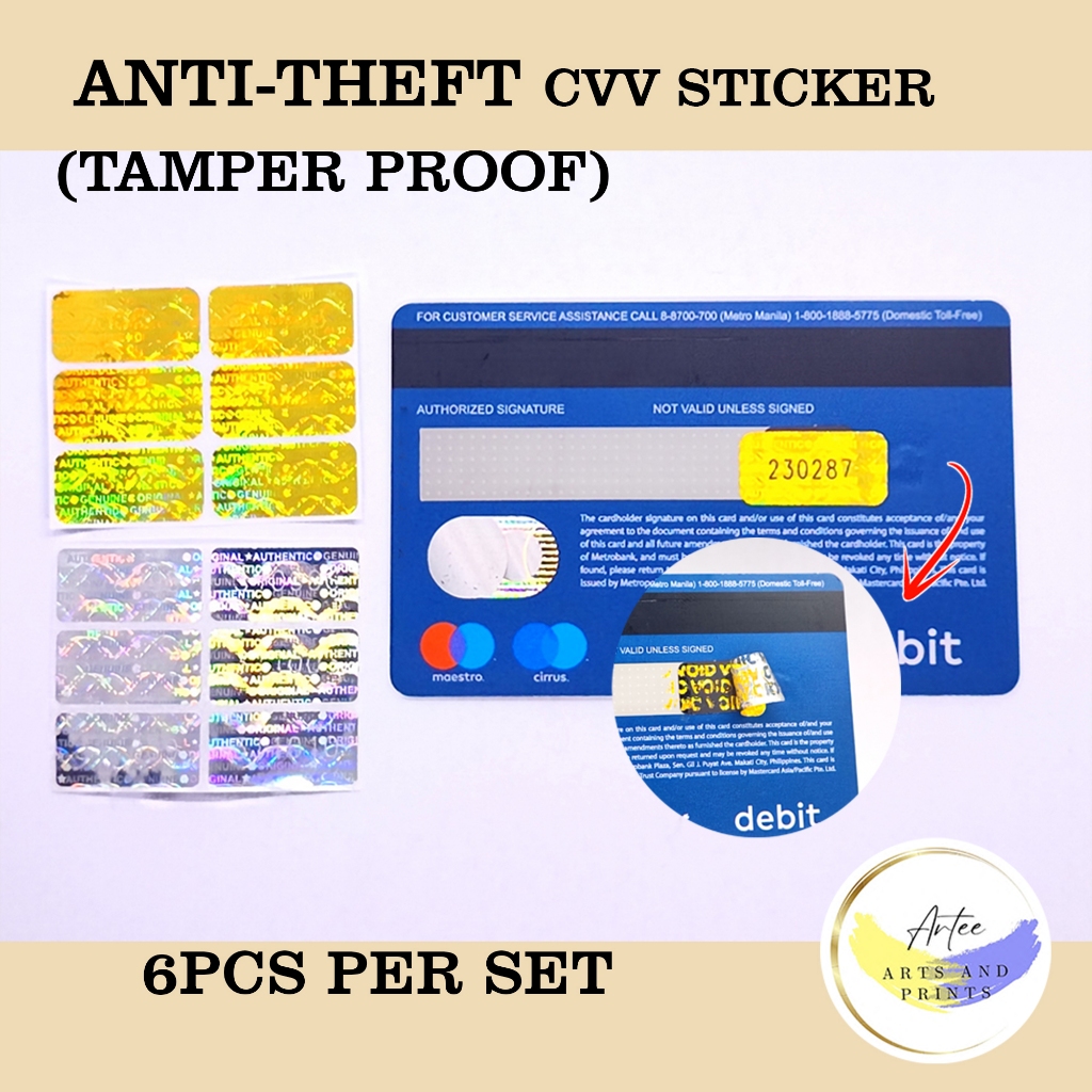 TAMPER PROOF HOLOGRAM VOID ANTI-THEFT CVV STICKER FOR DEBIT/CREDIT ...