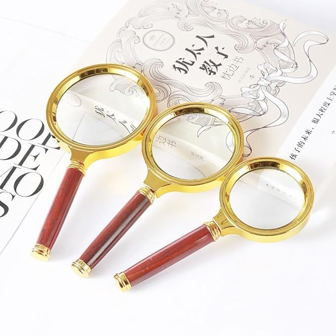 Hand Held Large Loupe Optical Lens Magnifier Redwood Handle Children ...