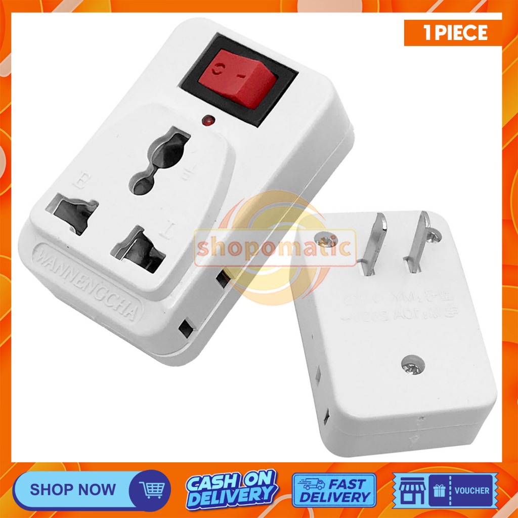 SHOPOMATIC 3-Way Universal Power Plug Dual Socket Adapter with Switch ...