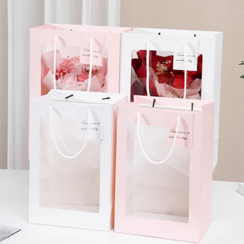 1pc Paper Bag Window Clear Window Gift Bags for Stuff Toys Flower Bag ...