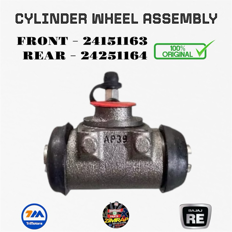 CYLINDER ASSEMBLY WHEEL COMPLETE FRONT AND REAR GENUINE BAJAJ RE ...