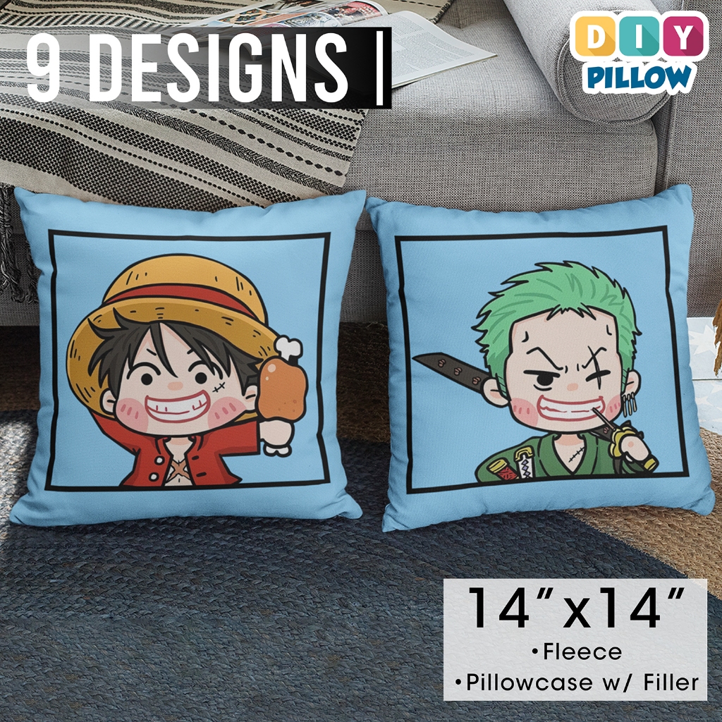 DIY Pillow Customizable 14x14 Chibi Onepiece Luffy Zoro Chopper ...