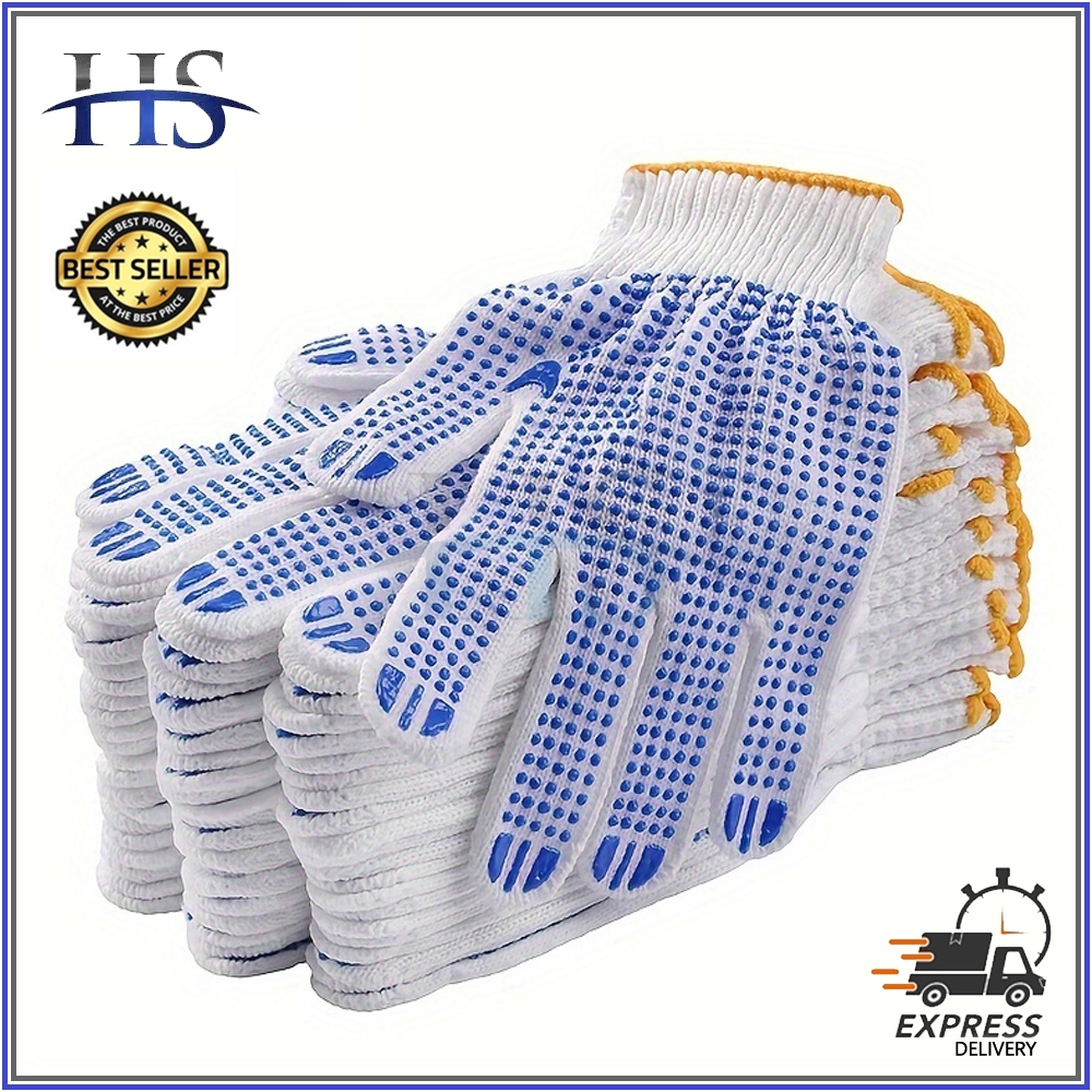 12 Pairs Blue makapal na Pares ng Rubber Gloves Construction Gloves ...