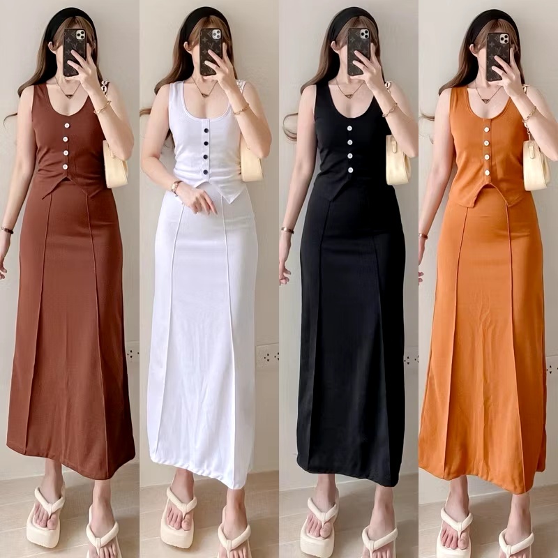 【lgoh.ph】Trixie Classy terno Coordinates Frenchy top with long skirt ...