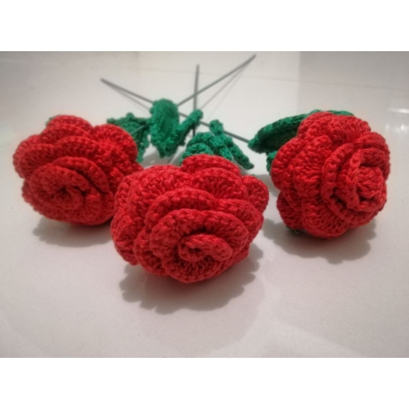 Crochet Rose flower (1pc) | Shopee Philippines