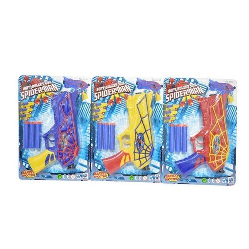 Marvel Super Hero Spider Man Soft Bullets Toy Gun with 3 Foam Bullets ...