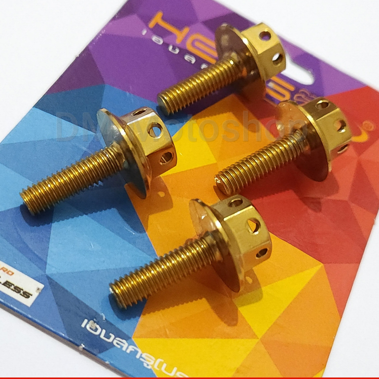 HENG Gold Big Head Fender Bolts - 6x20 (4pcs) for NMAX, Aerox, Honda ...