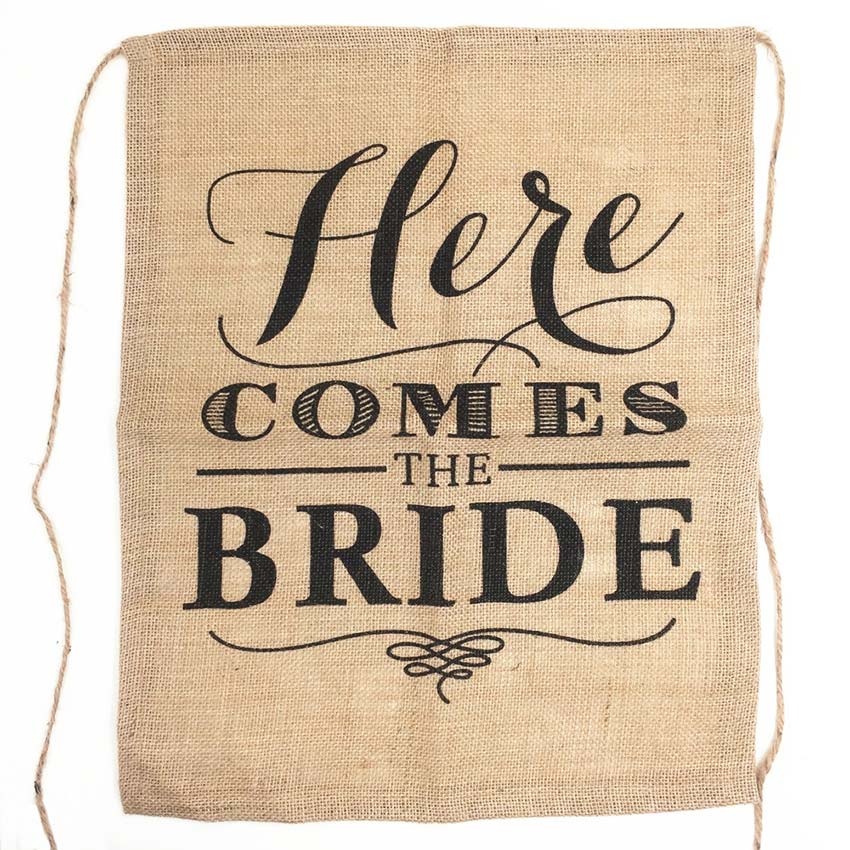 Vintage Burlap "Here Comes the Bride" Banner – Wedding Decoration Flags ...