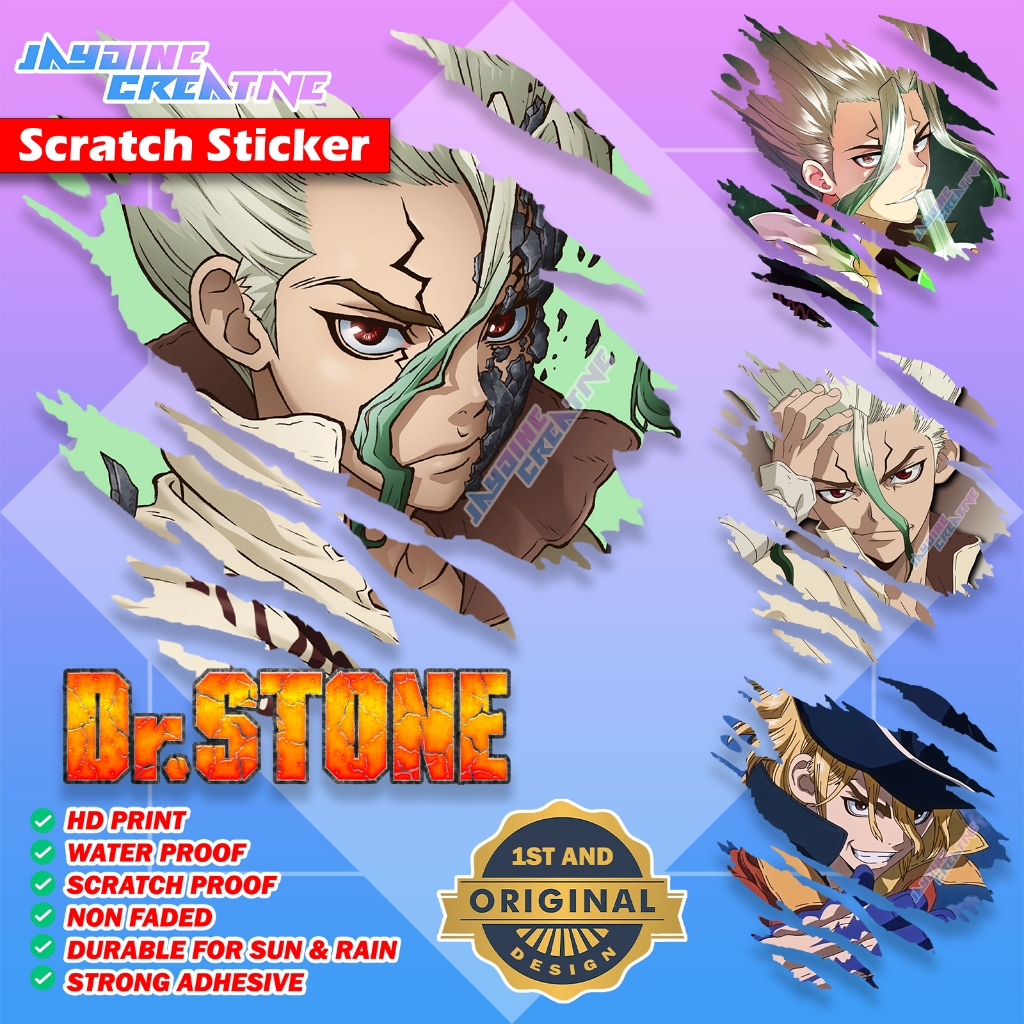 Dr. Stone Scratch Design Sticker, Indoor Outdoor Vinyl Sticker ...