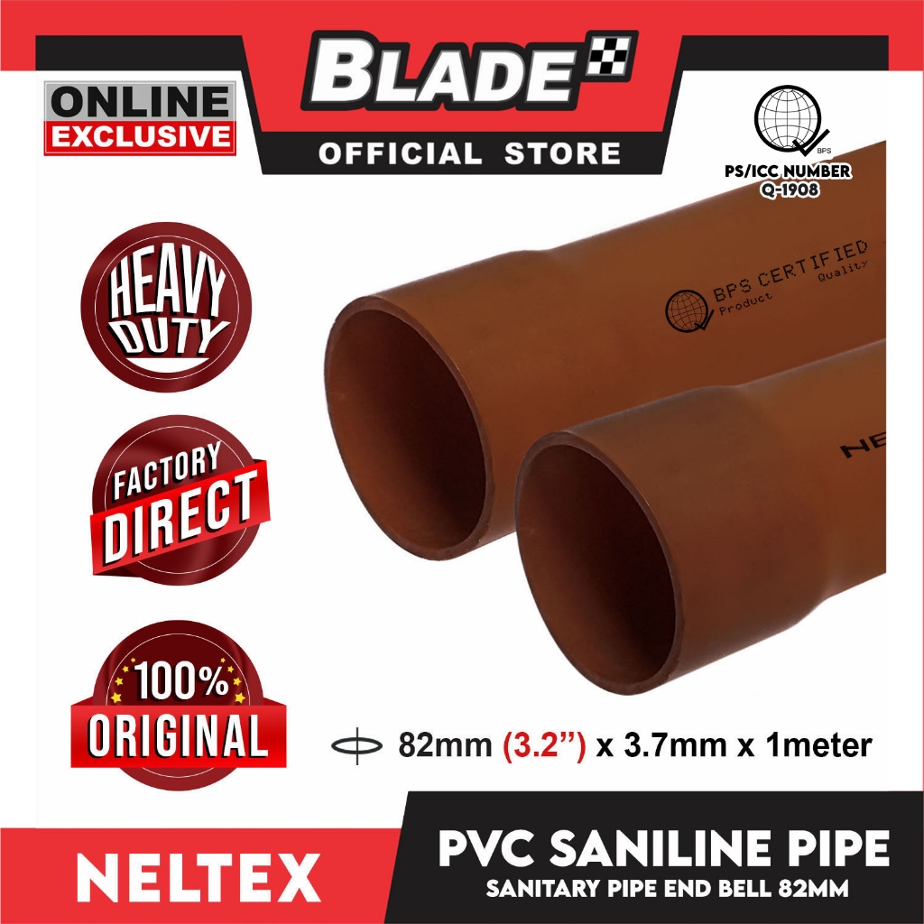 Neltex PVC Saniline Sanitary Pipe Bell End 82mm (3.2'') x 1meter long ...