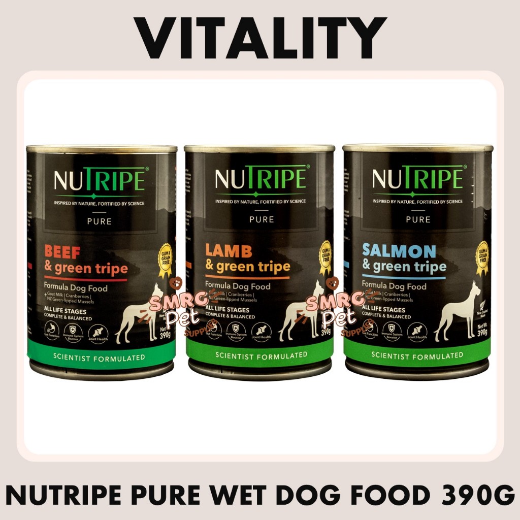 Vitality Nutripe Pure Formula Wet Dog Food 390g Beef Lamb Salmon ...