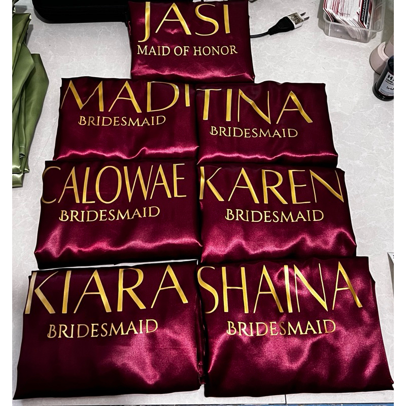 WEDDING ROBE CUSTOMIZE NAME BRIDAL ENTOURAGE FRESS SIZE | Shopee ...