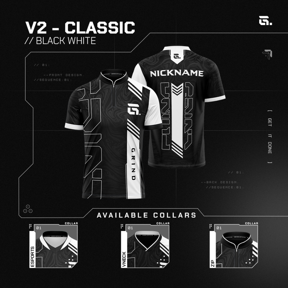 Grind V2 Black White Multiverse, Customizable Esports Jersey, Regular ...