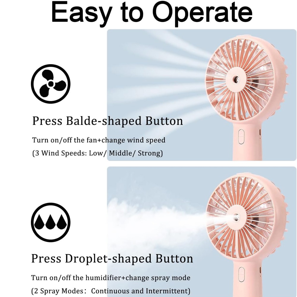 2-in-1 USB Fan & Humidifier – Portable Rechargeable Handheld Desktop ...