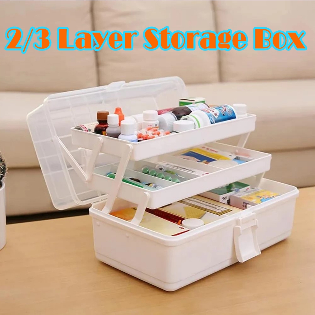 Clear Plastic Home Storage Box with Handle 2/3 Layer Foldable Storage ...