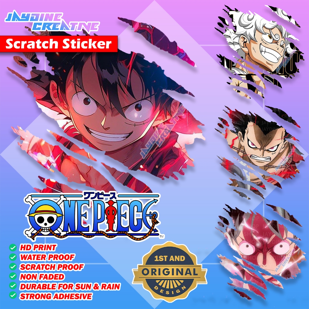 One Piece Luffy Scratch Design Sticker Indoor Outdoor Vinyl Sticker ...