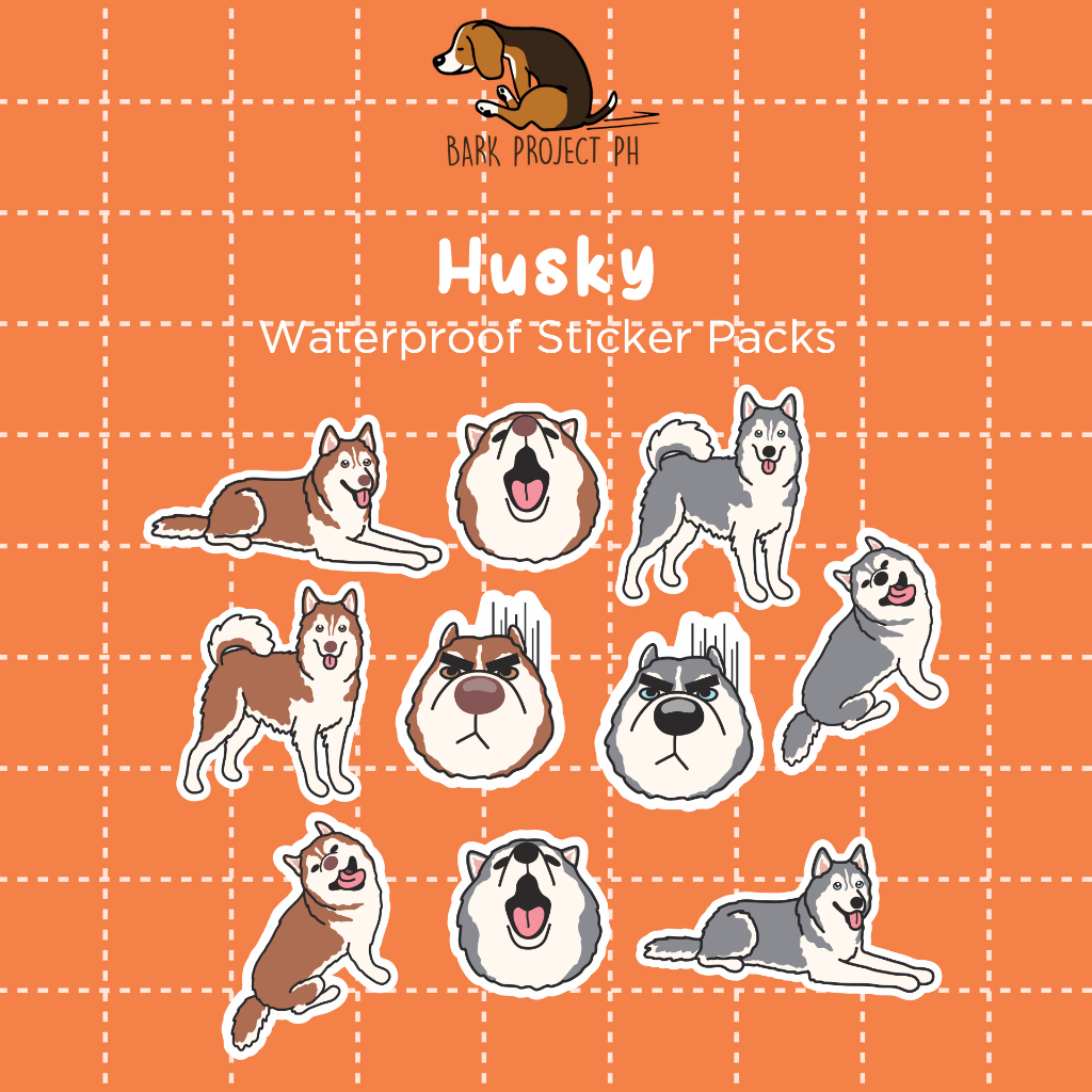 Bark Project Husky vinyl waterproof sticker pack | Shopee Philippines
