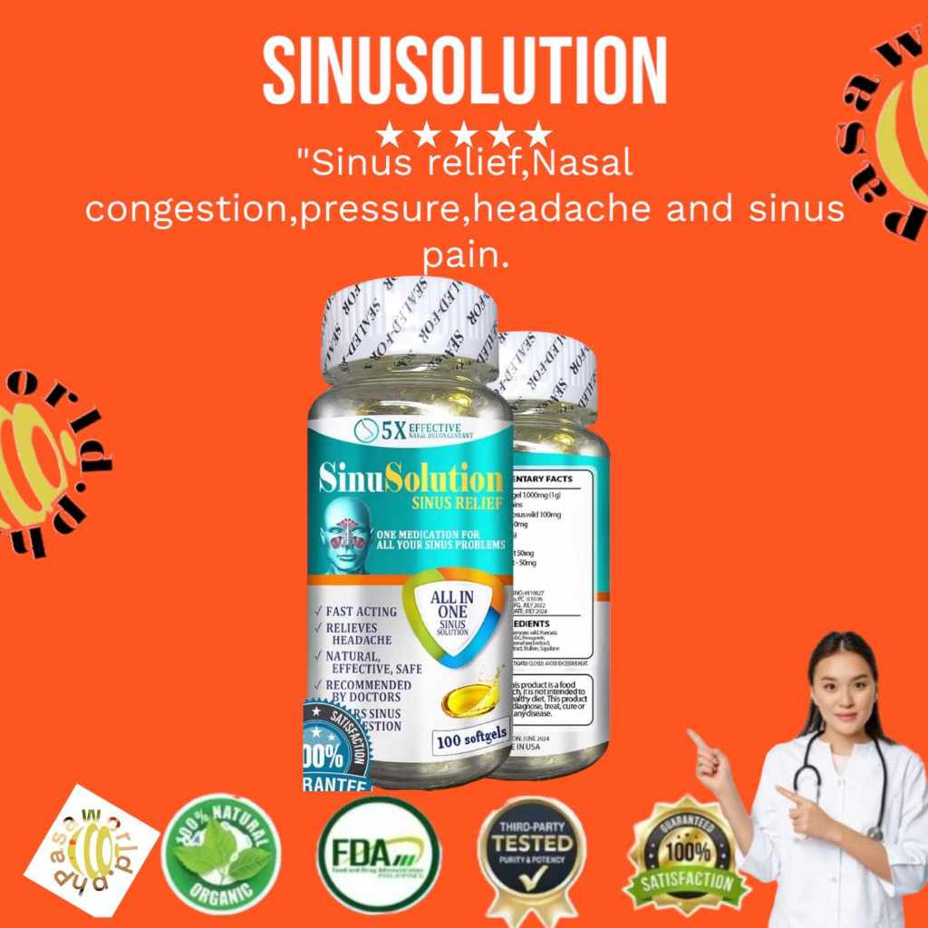 Sinusolution - Help to Breathe Better and Sinus Relief - 100 Soft-Gels ...