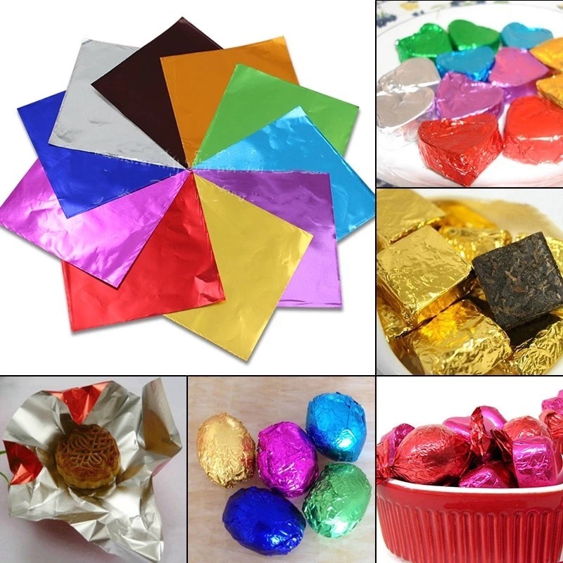 100 pcs sheets 20*20cm Gold Tin Foil Packaging Tin Foil Clay Pot Tin ...