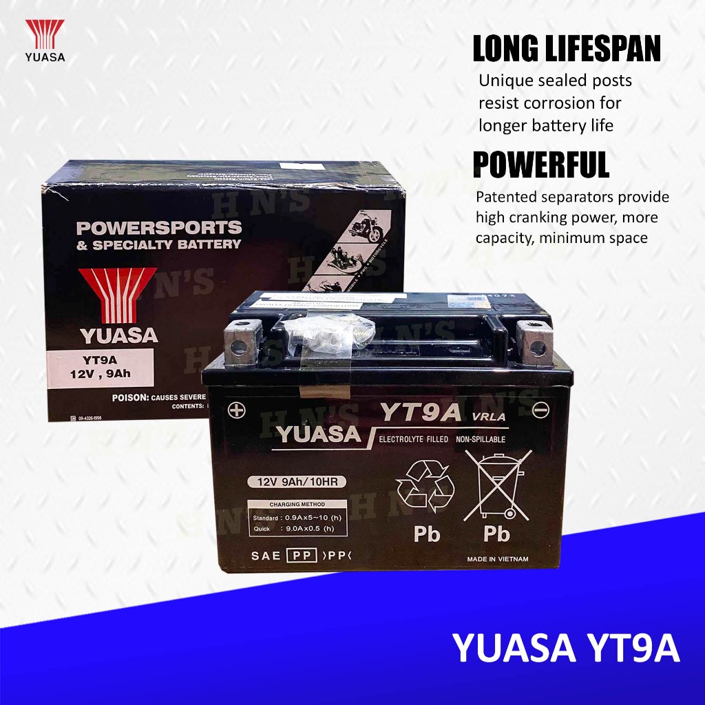 Yuasa YT9A ( YTX9-BS ) Maintenance Free Motorcycle Battery Made In Vietnam | Shopee Philippines