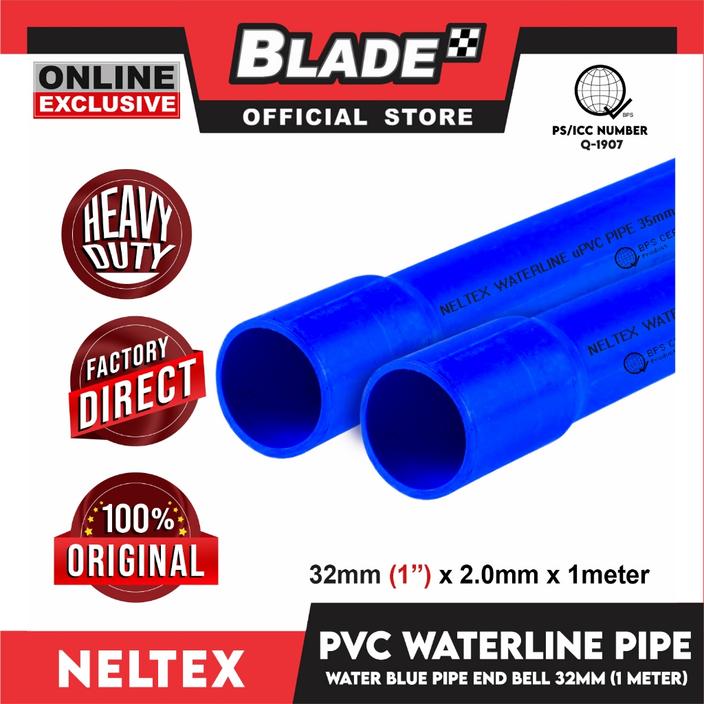 Neltex PVC Waterline Pipe (Blue) 32mm x 1meter with Bell Blue Pipe ...