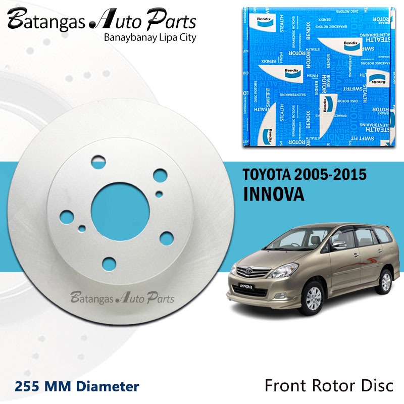 BENDIX ROTOR DISC TOYOTA INNOVA 2005-2015 FRONT 255mm DIAMETER | Shopee ...