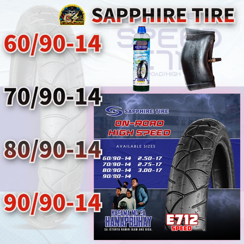 CS Motorcycle by 14 SAPPHIRE TIRE/POWER TIRE E712/S205 TUBETYPE(pwedeng ...