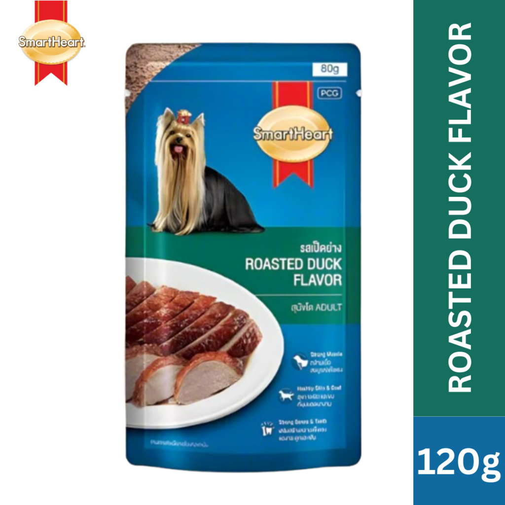 SmartHeart Pouch Adult Dog Food - Roasted Duck Flavor 120g | Shopee ...
