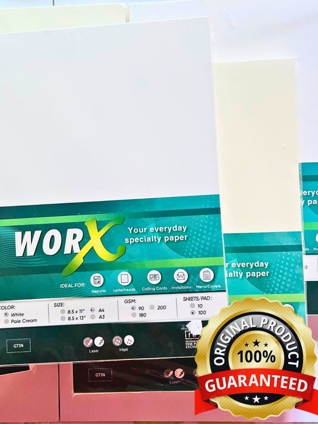 Specialty Paper WORX 90gsm SOLD PER PACK OF 100SHEETS (COLOR: White,P ...