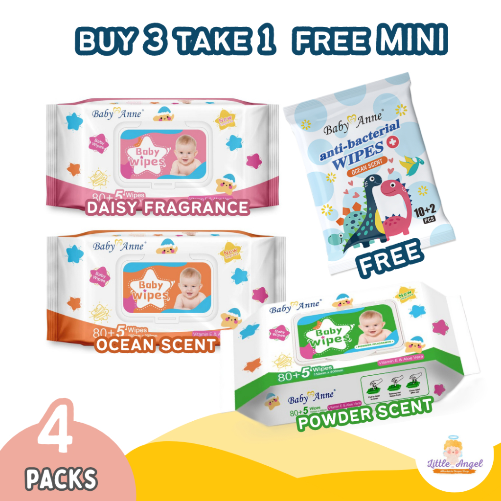 Little_Angel Baby Anne Wipes BUY 3 Packs PLUS 1 Free Mini Ocean Scent ...