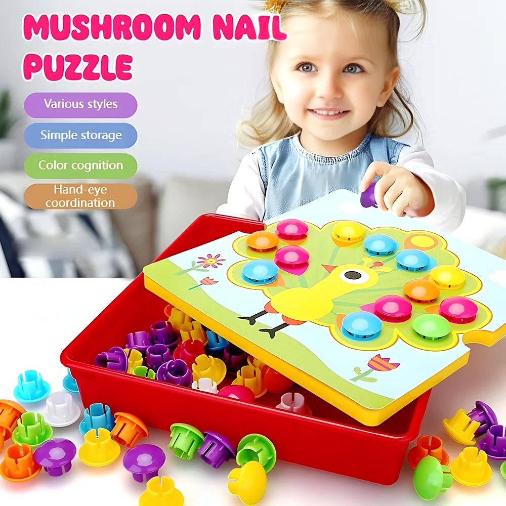 BS Colorful Button Nail Mushroom 3D Puzzles Picture Art Creative ...
