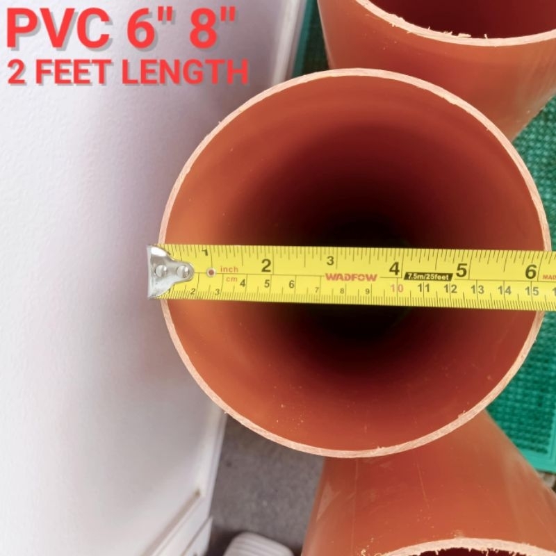 (SOLD PER 2 FEET LENGTH) PVC ORANGE PIPE SIZE 6" AND 8" OUTER DIAMETER | BIOPIPE BRAND S-600 ...